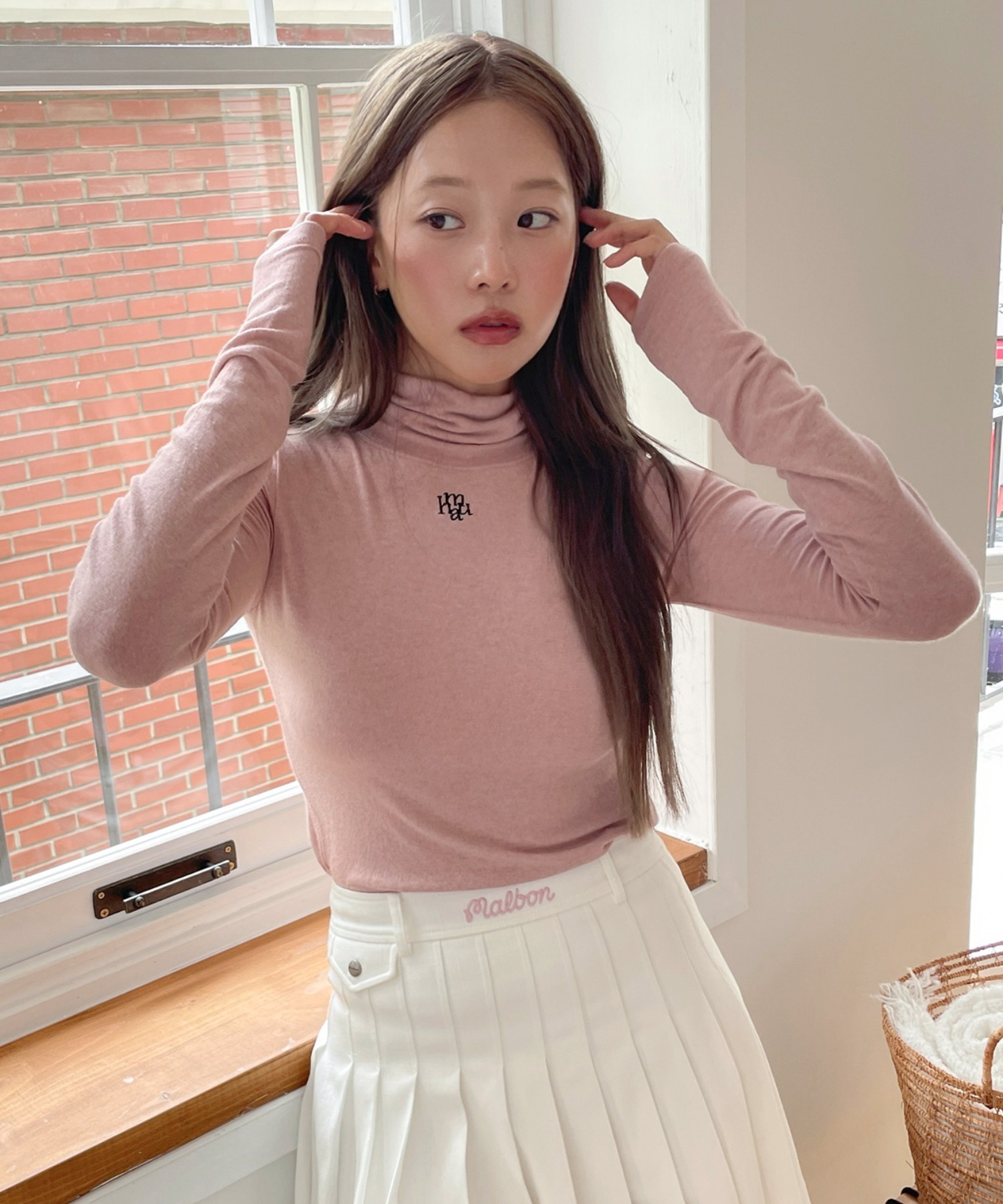 A'GEM/9 × .kom 『muah muah/ムーアムーア』 LOGO STITCH WOOL SPAN POLA TEE/ロゴステッチウールスパンポーラロングTシャツ muahmuah ...