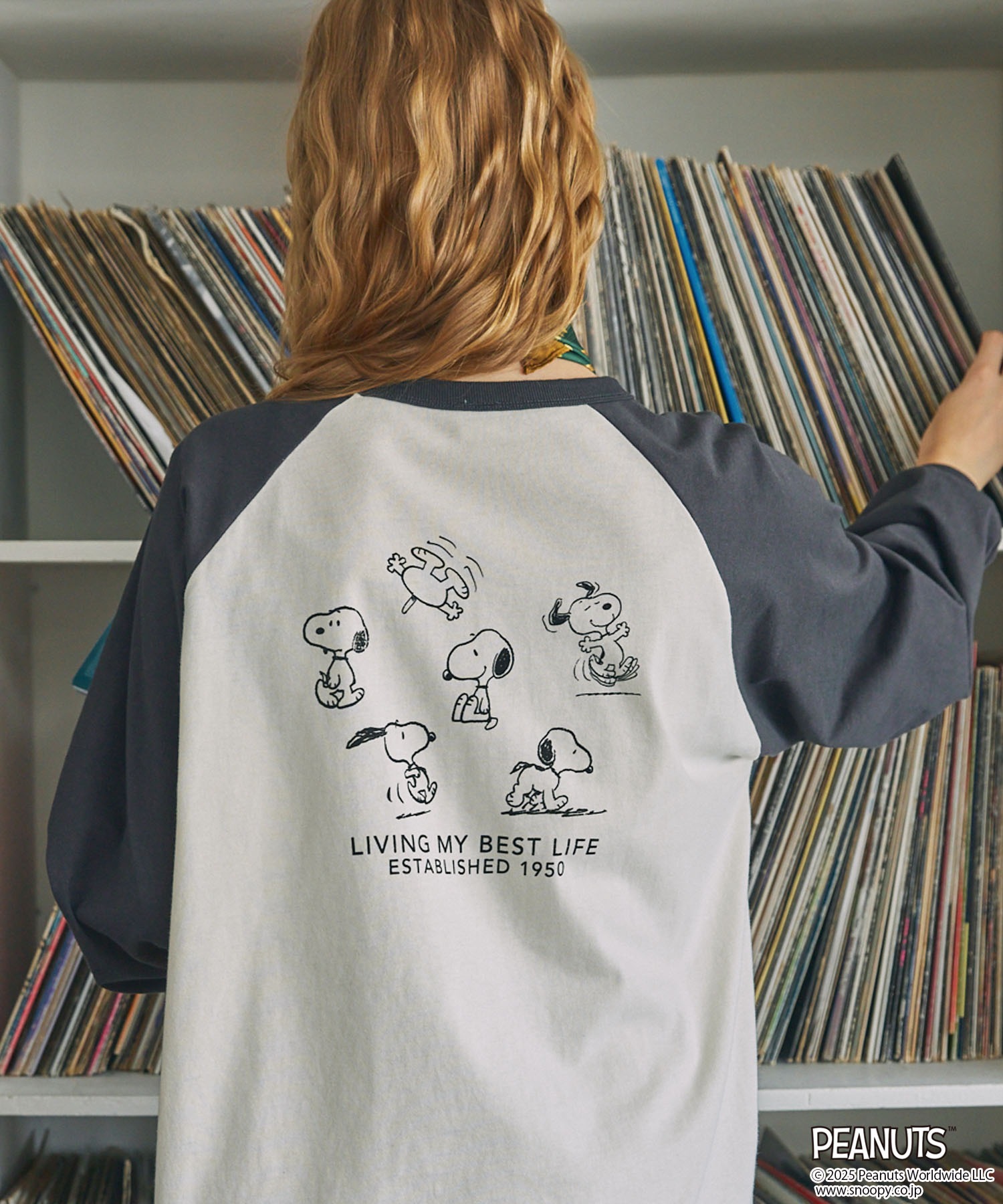 【PEANUTS / SNOOPY】別注 ピーナッツ スヌーピー ヴィンテージプリントリンガー長袖Tシャツ MONO-MART LADY'S ...