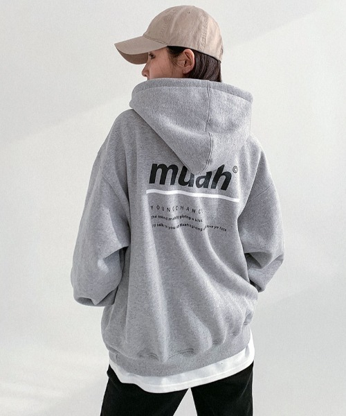 A'GEM/9 × .kom『muah muah/ムーアムーア』REDLINE LOGO OVERFIT HOODIE/レッドラインロゴ ...