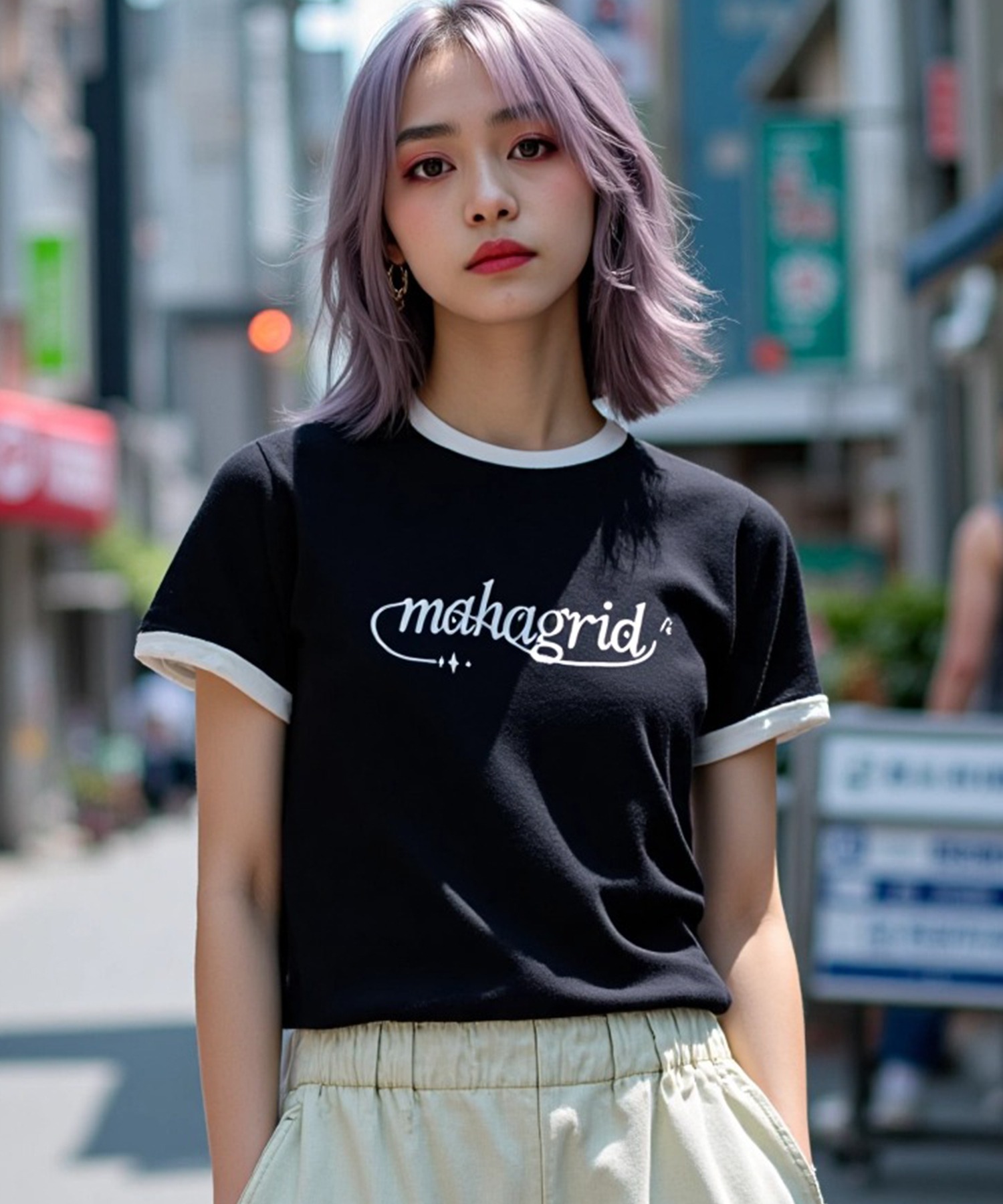 『mahagrid/マハグリッド』SHOOTING STAR RINGER TEE/シューティングスター リンガーTシャツ mahagrid ...