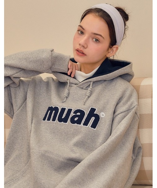 A'GEM/9 × .kom『muah muah/ムーアムーア』BOLD BOUCLE STITCH NAPPING HOODIE/ボールド ...